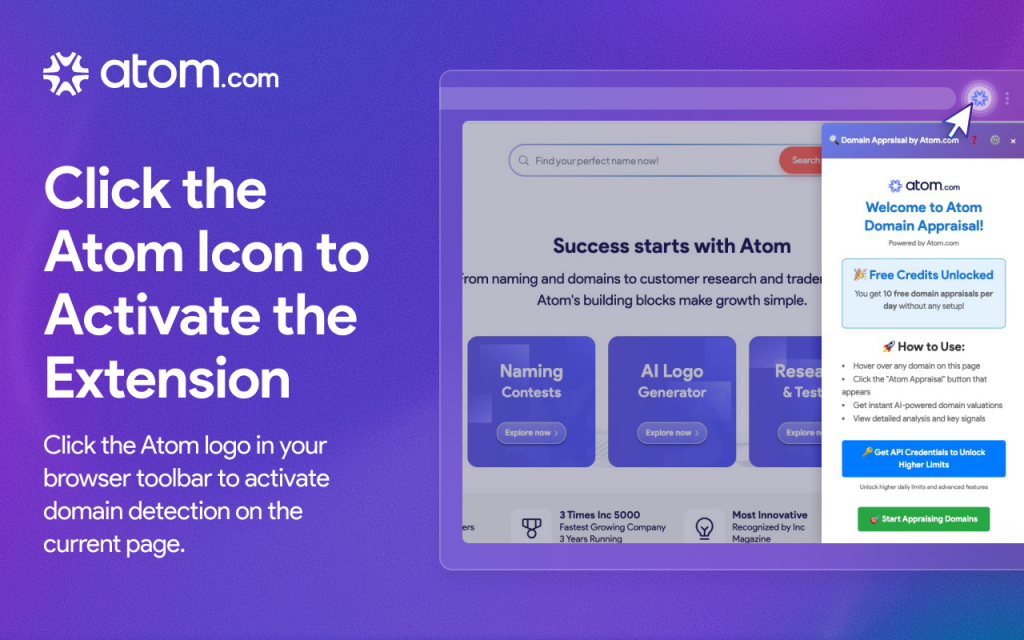 🚀 Introducing Atom’s Chrome Extension & Domain Appraisal API - Atom