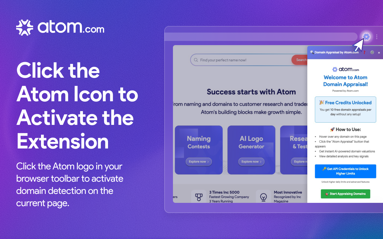 🚀 Introducing Atom’s Chrome Extension & Domain Appraisal API - Atom